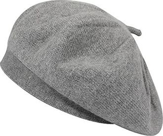 ZLYC Béret Français Réversible en Cachemire de Couleur Unie pour Femmes et Filles(Gris uni),Taille Unique