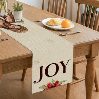 Generic Fröhlicher Weihnachtstischläufer, rustikales Blumendesign, für Feiertage und Familienfeiern, 33 x 183 cm