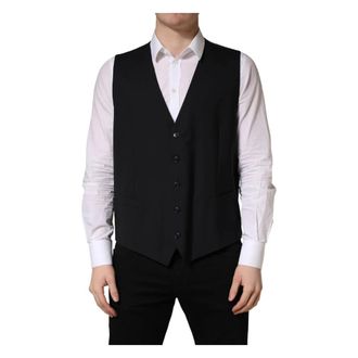 Dolce & Gabbana Wollweste mit einfachem Knopfverschluss - - Jackets - Herren - Schwarzk - 3XL