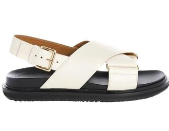 Marni Ivory Leather Flat Sandals Size 39