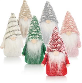 Com-Four 6X Premium Weihnachts-Wichtel 14cm - Weihnachtsdeko - winterliche Zwergen-Figur - Dekoartikel - skandinavische Deko-Trolle - schwedischer Gnom mit Bar