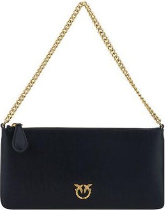 Pinko Schwarze Kalbsleder Bos Taurus Schultertasche