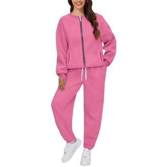 Generic Surv&ecirc;tement pour femme - &Eacute;l&eacute;gant - Manches longues - Surv&ecirc;tement de sport douillet - Fermeture &eacute;clair int&eacute;grale - Pantalon de jogging confortable avec