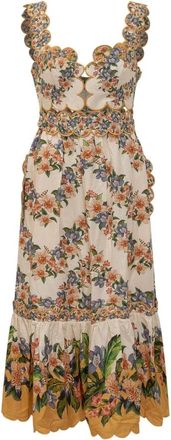 Farm Rio Farm Rio, Femme, Robes, Multicolore, Taille: 40 FR Hilo Strip Midi Dress