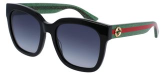Gucci Womens GG0034SN Sunglasses, Black-Green-Grey, 54