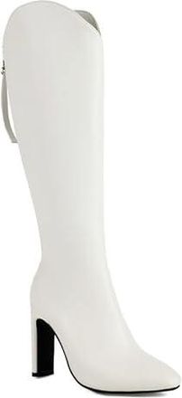 Generic Escarpins &agrave; talons hauts &agrave; bout carr&eacute; pour femme - Minimaliste - Couleur unie - Avec fermeture &eacute;clair dans le dos, blanc, 39.5 EU