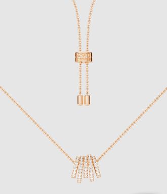 APM Monaco Collier Ajustable Croisette 5 Anneaux Rose