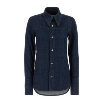 Ami Baumwollhemd mit scharfem Kragen - - Blouses & Shirts - Damen - Blau - XS