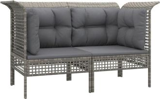 vidaXL Garten-Ecksofas mit Kissen 2 Stk. Grau Poly Rattan Vidaxl