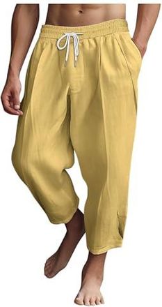 Generic Jogging Homme Pantalon Jogging Homme Pantalon Survetement Homme Confortable Classique - Pantalon &Eacute;t&eacute; Homme Jambe Large Tiss&eacute; - Pliss&eacute;, Couleur Pure, C