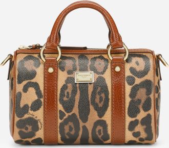 Dolce & Gabbana Bauletto-tasche Klein Aus Crespo Im Leoprint Mit Logoplakette - Frau Clutches Mini Und Micro Bags Mehrfarbig Onesize
