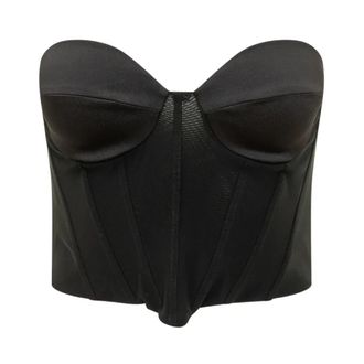 Actualee Bustier mit Mesh-Eins&auml;tzen - - Tops - Damen - Schwarzk - XS