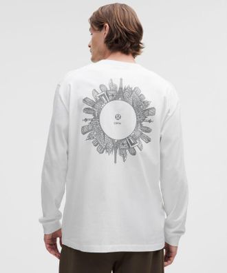 lululemon Langarmshirt aus schwerem Baumwolljersey Paris f&uuml;r M&auml;nner - Gr&ouml;&szlig;e XL in White