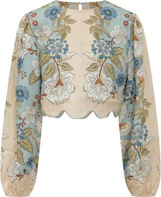 Farm Rio Farm Rio, Femme, Blouses et Chemises, Multicolore, Taille: 38 FR Chemisier Court en Lin