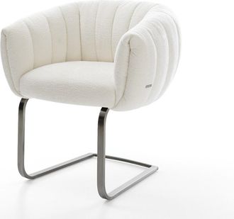 DELIFE Freischwinger Jada-Flex Boucl&eacute; Soft Beige Freischwinger flach Graphit Taschenfederkern, Esszimmerst&uuml;hle