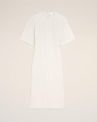 Ami Robe Longue Blanche Ajust&eacute;e en Coton Blanc - 36 - Femme