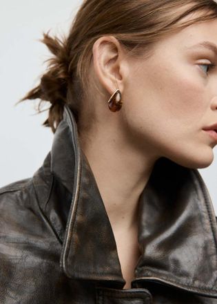 Mango Tropfenf&ouml;rmige Kunstharz-Ohrringe gold - Damen - Einheitsgr&ouml;&szlig;e - MANGO