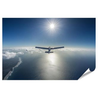 Islandburner Prime Bild Poster Flug über Sonne und Meer mit Wolken Horizon Premium Bilder Fotodruck