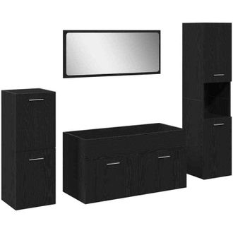 vidaXL Vidaxl - Badezimmerm&ouml;bel Set 4 pcs Schwarze Eiche 30 x 30 x 130 cm