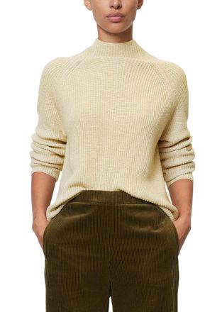 Marc O'Polo Damen Strickpullover aus Bio-Baumwolle Langarm, Cremefarben (Sandy Melange), XL