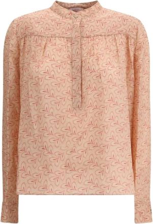 Kristina Ti Bluse mit Bl&auml;tterprint - - Blouses & Shirts - Damen - Rosa - M