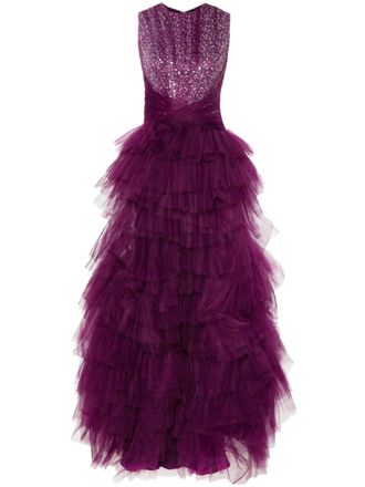 Gemy Maalouf Abendkleid mit Pailletten - Violett