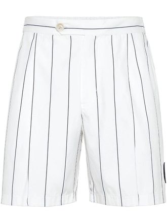 Brunello Cucinelli Gestreifte Shorts mit Logo-Applikation - Wei&szlig;