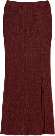 Twin-Set jupe mi-longue à effet métallisé - Rouge