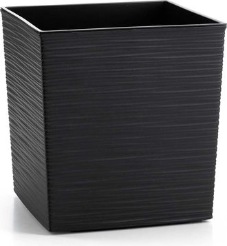 HowHomely Blumentopf Eckig Schwarz 26 x 25 x 25 cm Pflanzk&uuml;bel Gro&szlig; Au&szlig;en - Blumenk&uuml;bel mit Pflanzgef&auml;&szlig; Einsatz - Gartenk&uuml;bel Betonoptik f&uuml;r Deko Wohnzimmer Gar