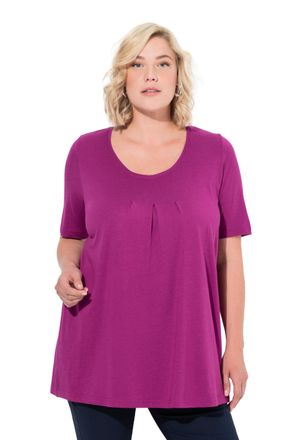 Ulla Popken Damen gro&szlig;e Gr&ouml;&szlig;en &Uuml;bergr&ouml;&szlig;en Plus Size T-Shirt, Zierfalten, A-Linie, Rundhals, Halbarm, Modal Beere 58+ 796473827-58+