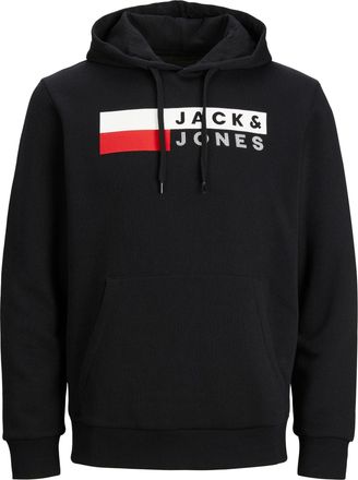 Jack & Jones Hoodie Kapuzen Sweater Pullover Basic Sweatshirt Plus Size, Farben:Schwarz, Größe Pullover:XXL