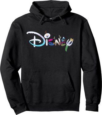 Disney Princess Frozen Characters Elsa Anna Olaf Disney Logo Pullover Hoodie