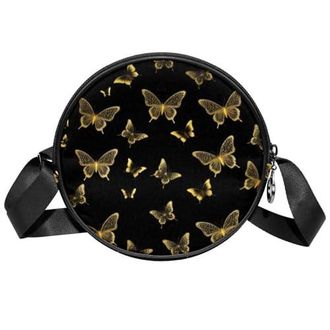 Generic Petit sac &agrave; bandouli&egrave;re circulaire pour femme, petit sac &agrave; bandouli&egrave;re avec fermeture &eacute;clair, bretelles r&eacute;glables, sac &agrave; main rond d&eacute;contract&eacute; pour fe