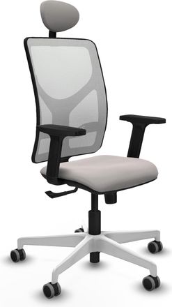 Piqueras y Crespo Schreibtischstuhl mit Armlehnen und hoher R&uuml;ckenlehne, wei&szlig;, h&ouml;henverstellbare Lendenwirbelst&uuml;tze und festes Kopfteil, ausgestattet mit 3 Positionen, 