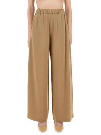 Max Mara Womens Wide-Leg Silk Trousers Bonn Beige