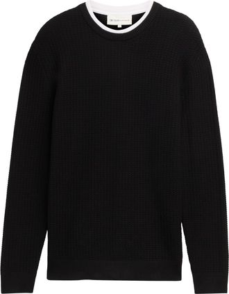 Tom Tailor Herren 2-in-1 Strickpullover aus Baumwolle, 29999 - Black, S