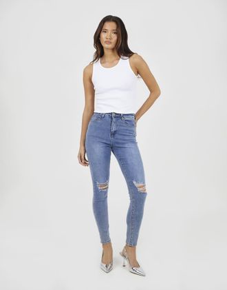 Brave Soul Jean skinny d&eacute;chir&eacute; - Indigo-Bleu marine