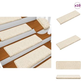 vidaXL Vidaxl - Tapis descalier 10 pcs 65x21x4 cm Blanc - Tapis Descalier - Tapis De Marches - Protection Descalier - Moquette De Marche Descalier
