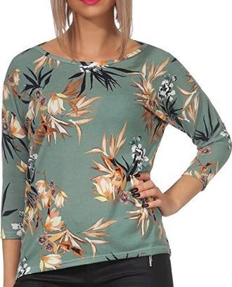 Only Only Femme Onlelcos 4/5 Aop Top Jrs Noos Pull, Multicolore (Chinois Green Aop: Flower Coll1), L EU