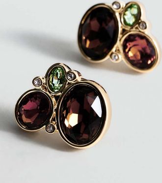 Mango Boucles doreilles pierres combin&eacute;es or - Femme - Taille unique - MANGO