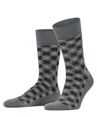 Falke Herren Socken Smart Check M SO Baumwolle gemustert 1 Paar, Grau (Dust 3176), 39-42