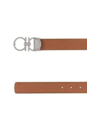 Ferragamo Mens Biscuit Leather Reversible Belt Naturalenero Cinture