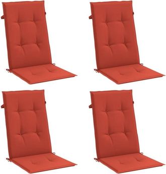 vidaXL Hochlehner-Auflagen 4 Stk. Melange Rot 120x50x4 cm Stoff vidaXL