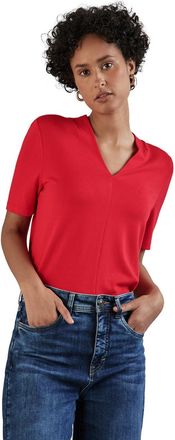 Street One Damen A322106 T-Shirt Mit V-Ausschnitt, Mandarin Red,36