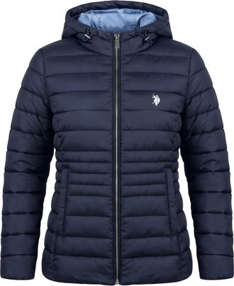 U.S.Polo Association Damen Steppjacke - leicht, mit Kapuze & Logo