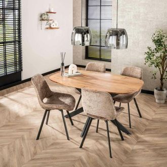 Pier Import Table pied central avec plateau en bois dacacia 150 cm MELBOURNE