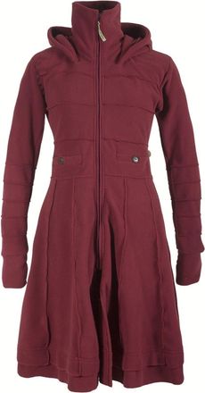 vishes Langer Fleecemantel mit Kapuze & Stehkragen in Dunkelrot | Gr&ouml;&szlig;e 3XL (48-50) | Handgefertigt aus 100% Polyester | Ideal f&uuml;r Herbst & Winter | Nachhalt
