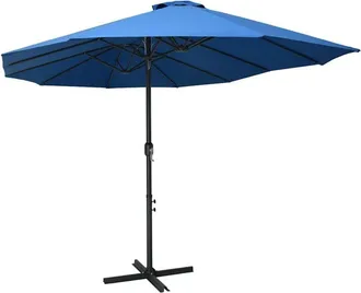 vidaXL Vidaxl - Parasol dext&eacute;rieur et poteau en aluminium 460x270 cm Bleu