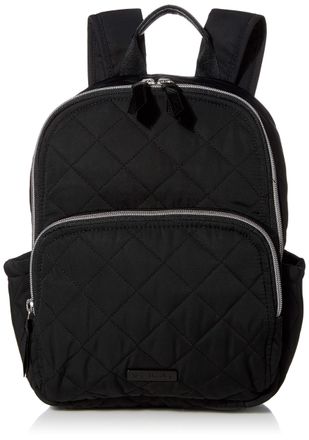 Vera Bradley Damen Kleiner Rucksack aus Performance-Twill Büchertasche, Klassisches Schwarz
