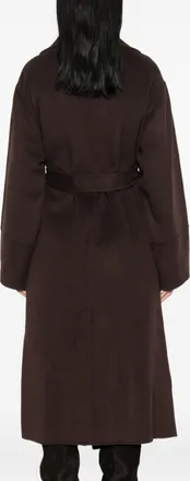 Soft Goat Shawl Collar Wool Coat - Brown
